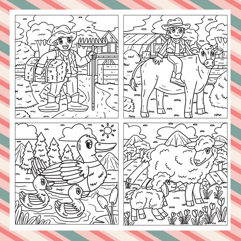 12 Farm Life Coloring Pages Whimsical Farm Scenes With Animals and ...