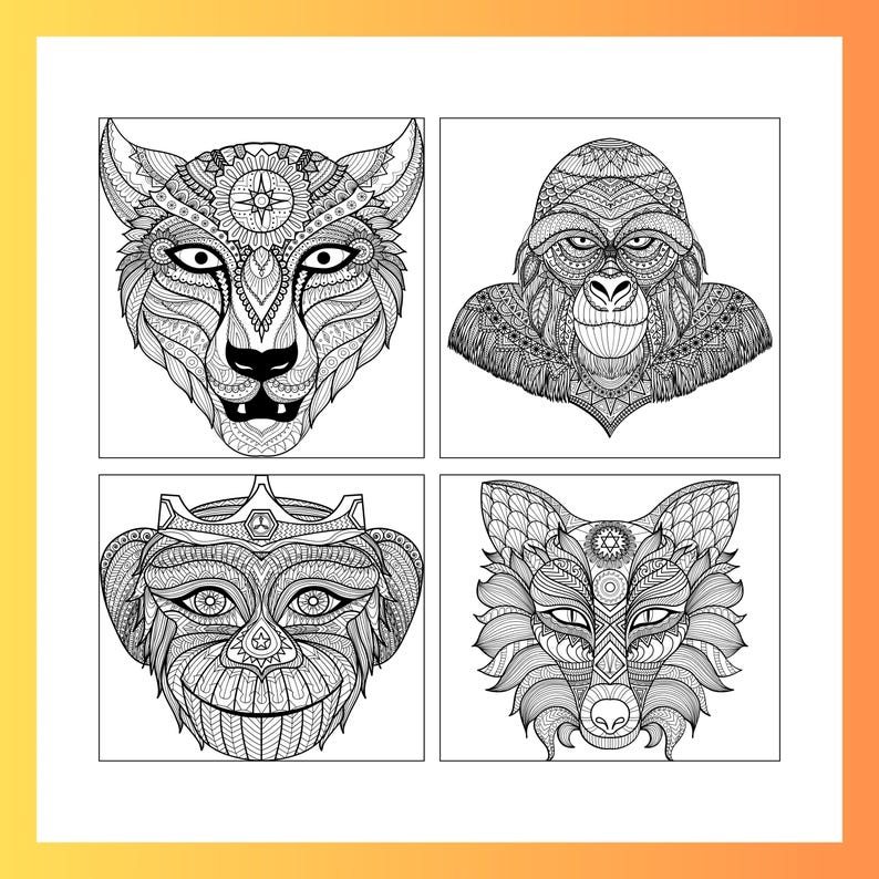 20 Wildlife Mandalas Coloring Book - Intricate Wildlife Designs for ...