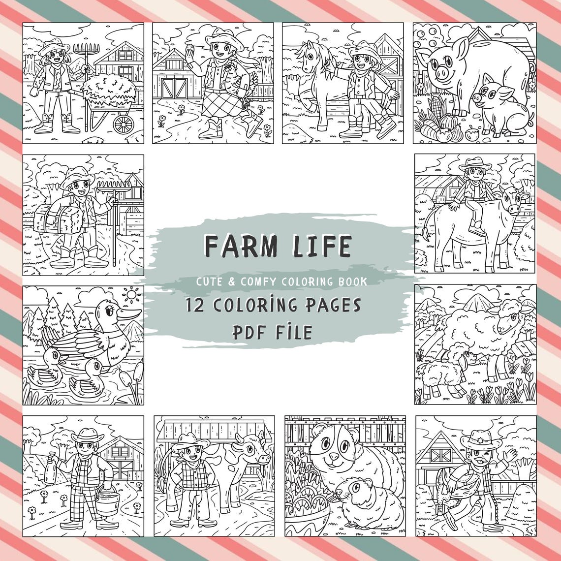 12 Farm Life Coloring Pages - Whimsical Farm Scenes With Animals and ...