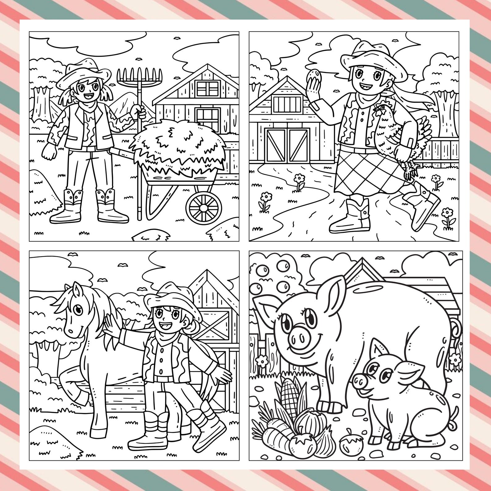 12 Farm Life Coloring Pages - Whimsical Farm Scenes With Animals and ...