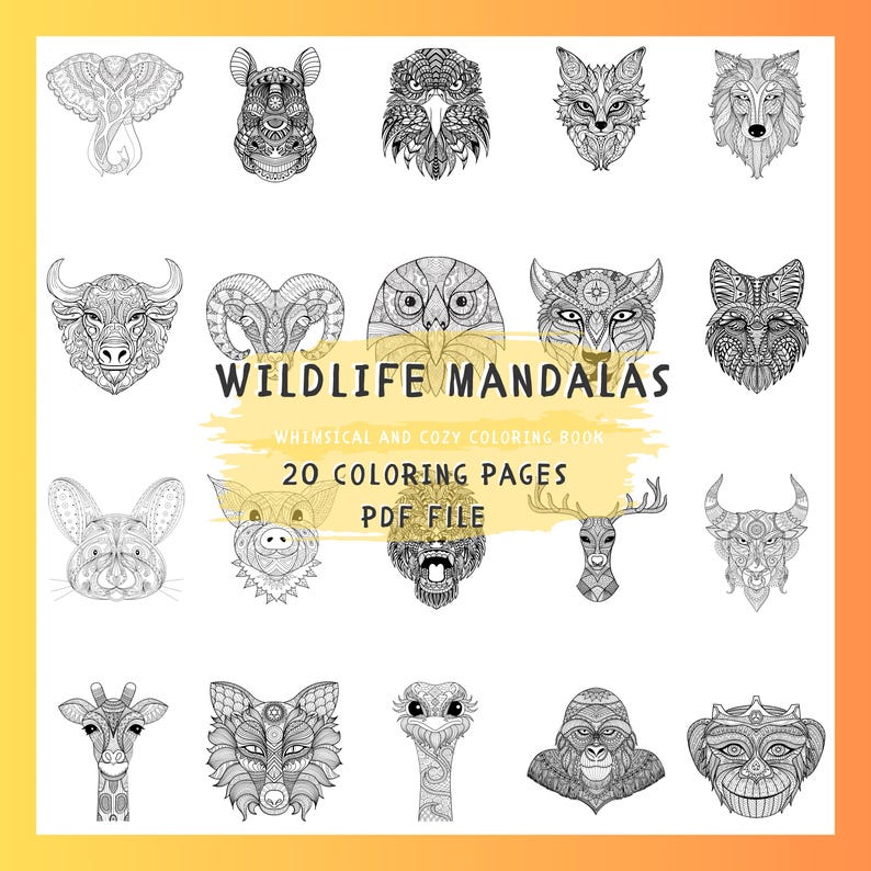 20 Wildlife Mandalas Coloring Book - Intricate Wildlife Designs for ...