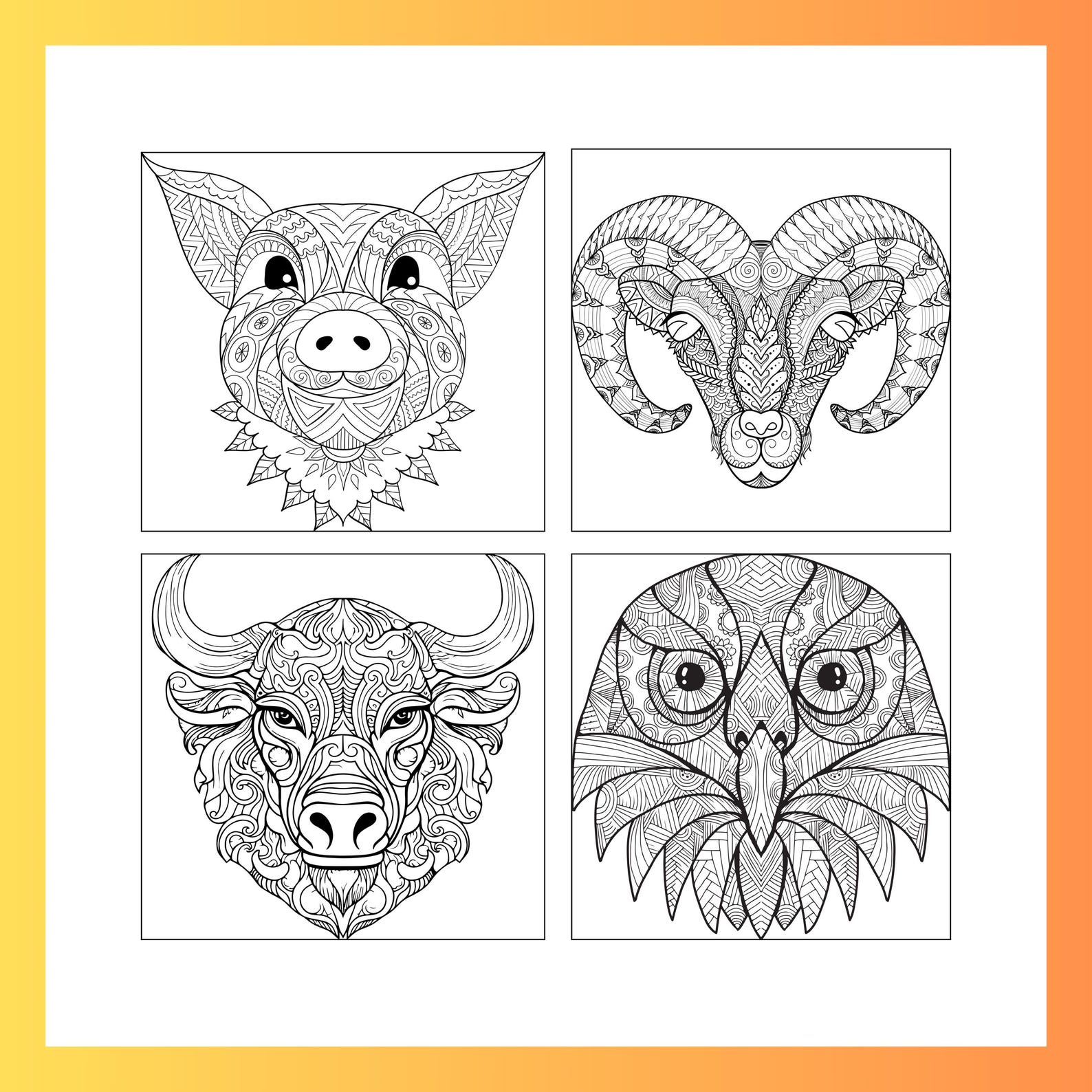20 Wildlife Mandalas Coloring Book - Intricate Wildlife Designs for ...