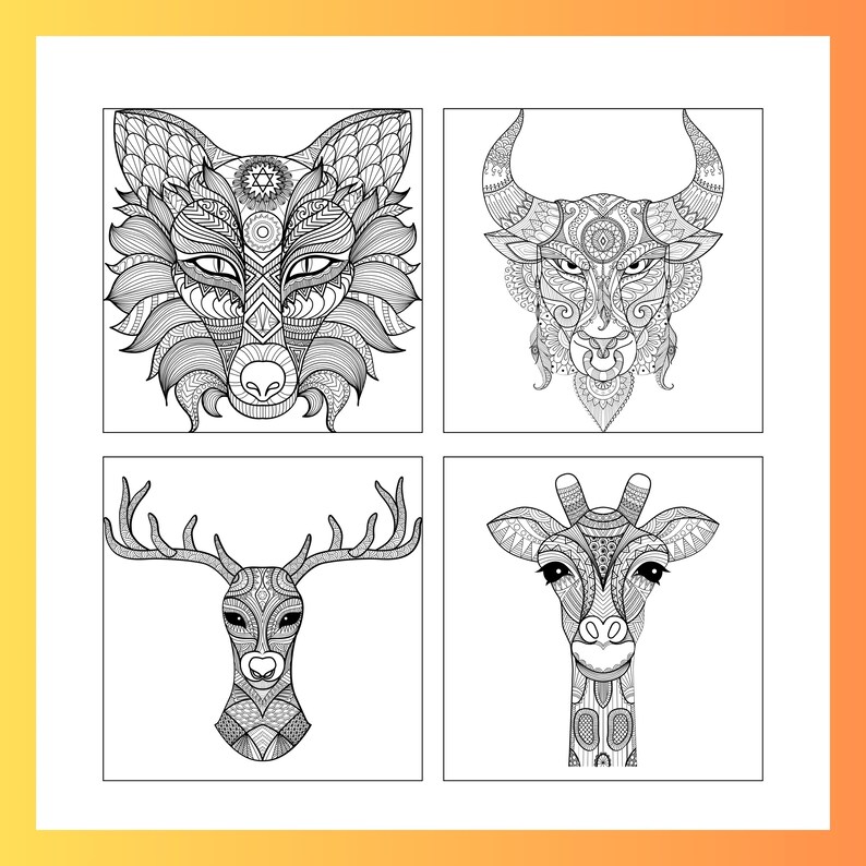 20 Wildlife Mandalas Coloring Book - Intricate Wildlife Designs for ...
