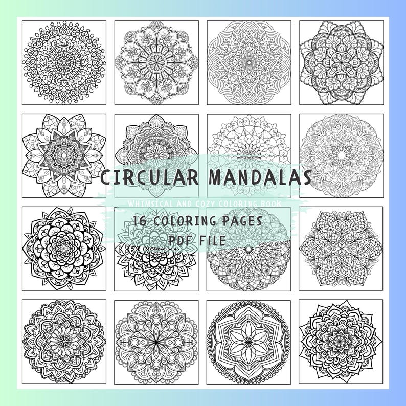 16 Circular Mandalas Coloring Book - Intricate Round Designs for ...
