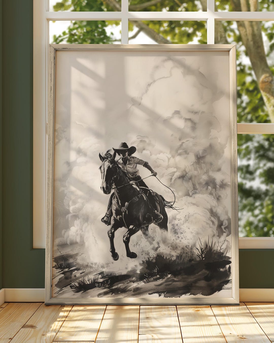 Cowgirl Ink Wash Art Print: Western Rodeo Decor (digital Download - Etsy