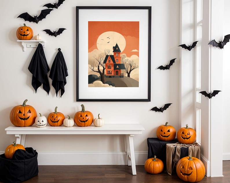 Halloween Digital Print Bundle Spookie Season Set of 6, Retro Whimsical ...