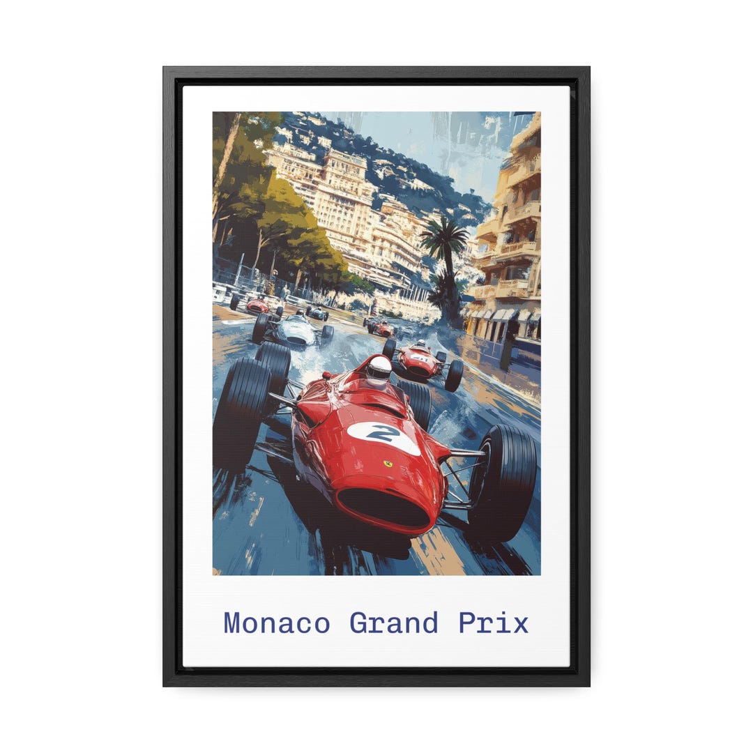 Monaco Grand Prix Wall Art, Vintage Wall Art Style Gift for Car Lover ...