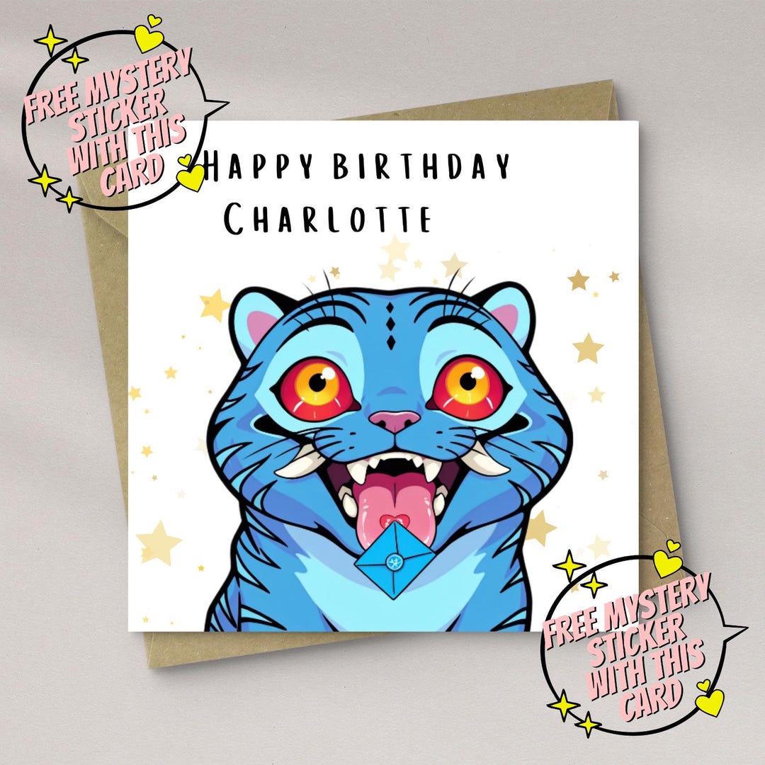 Derpy Tiger K-POP Demon Hunters Birthday Card Blank Inside Handmade ...