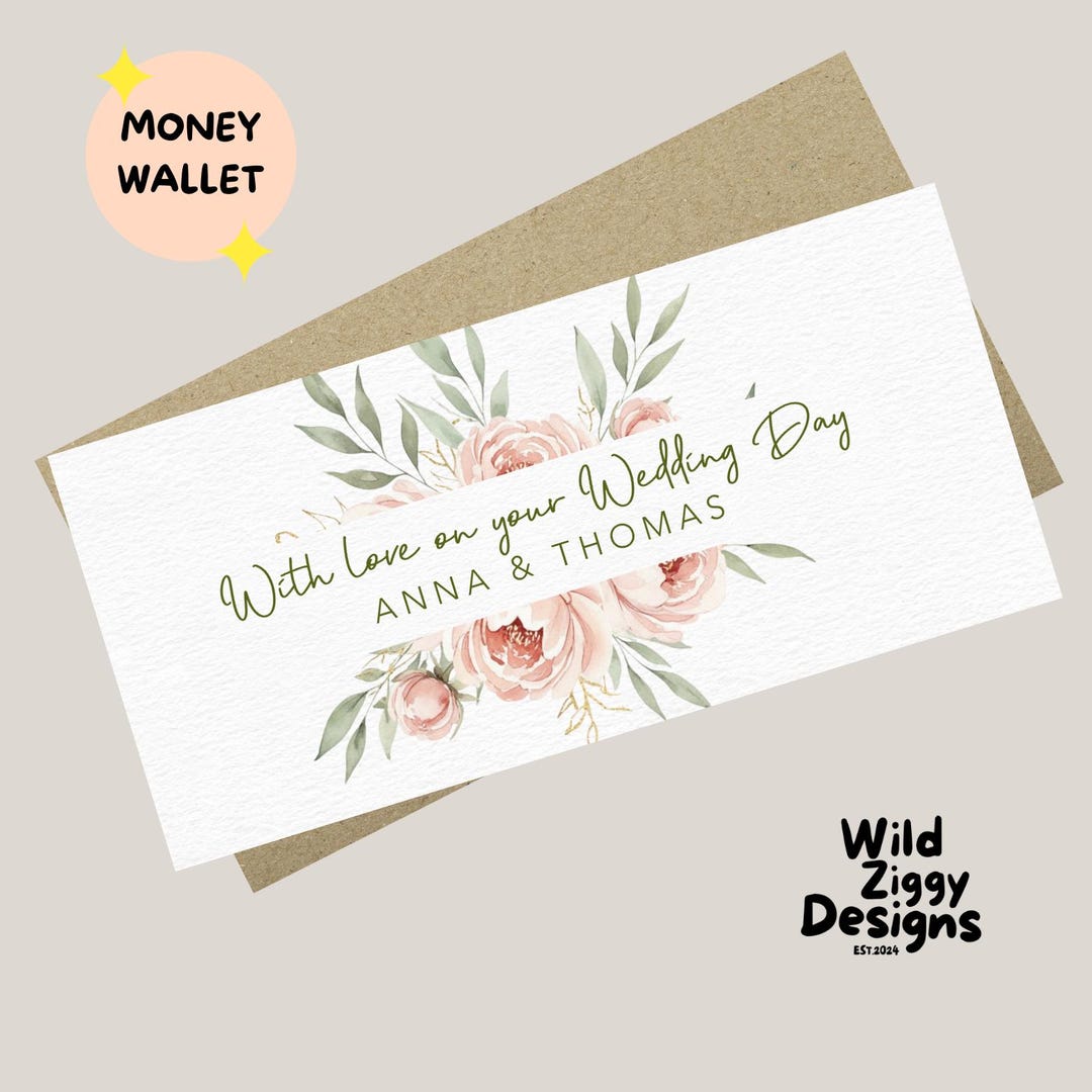 Personalised Wedding Money Wallet, Wedding Cash Gift Envelope, Peony ...