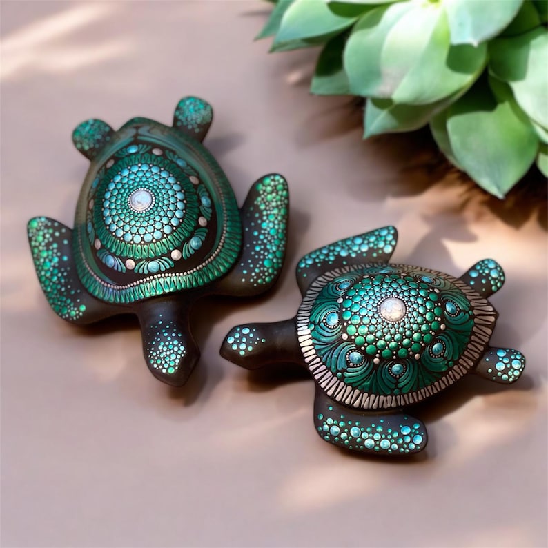 Mandala Art Stone - Sea Turtle Pair - Etsy