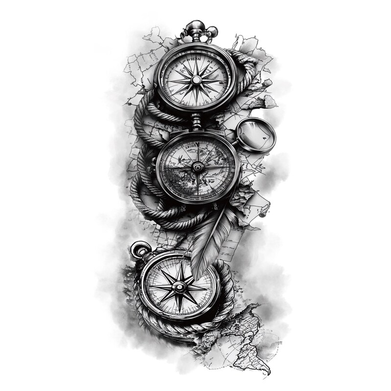 Temporary Compass Tattoo - Etsy