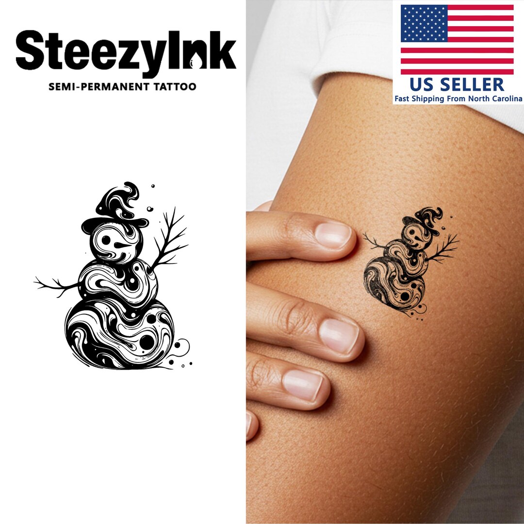 Steezyink Temporary Tattoo Abstract Psychedelic Snowman Last Upto 2 ...