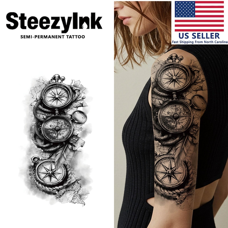 Temporary Compass Tattoo - Etsy