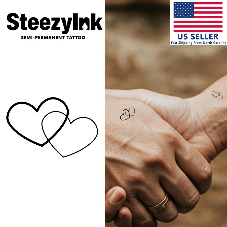 Steezyink Semi-permanent Tattoo Linked Hearts Last Upto 2 Weeks 1 X 1 ...