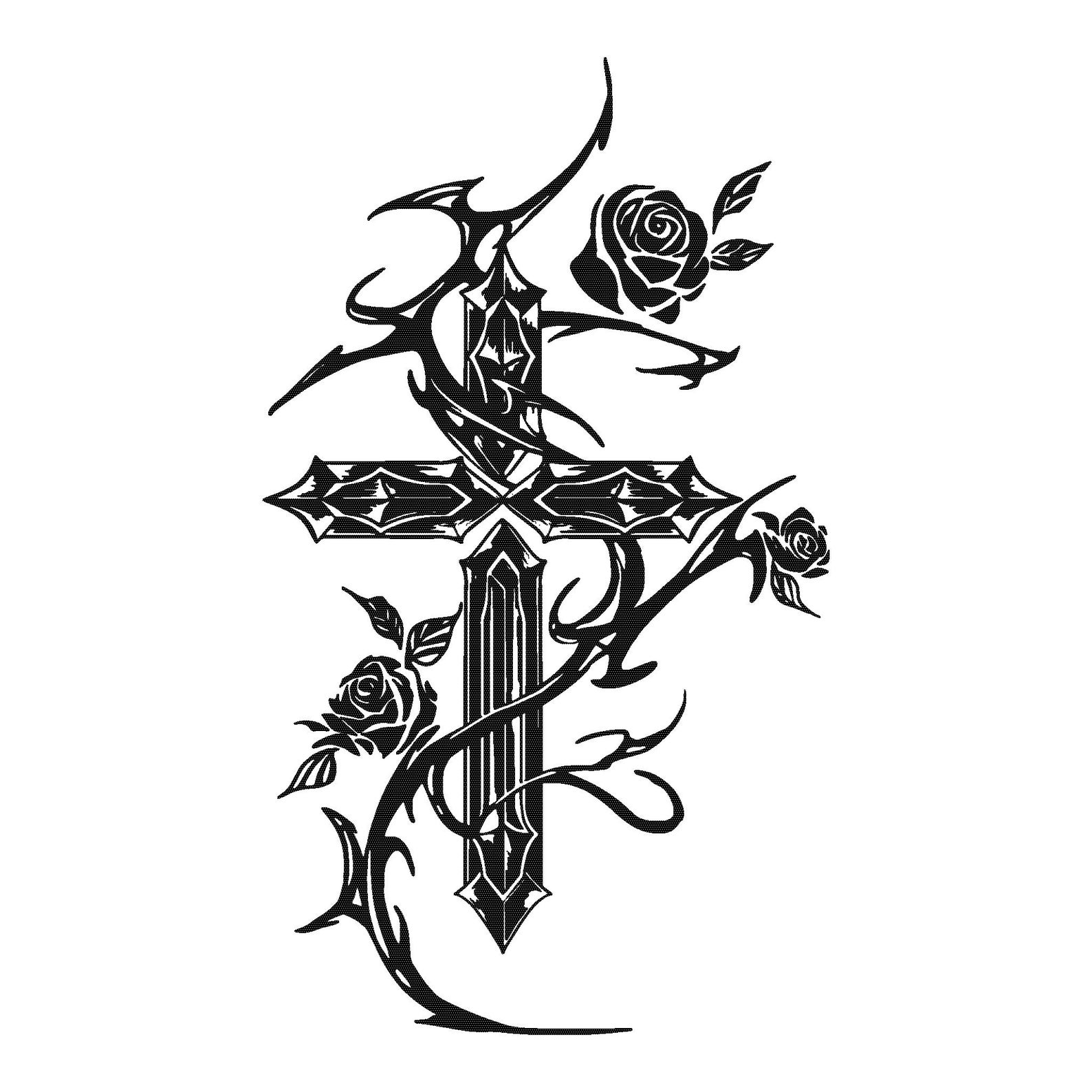 Steezyink Semi-permanent Tattoo Thorned Cross Last Upto 2 Weeks - Etsy