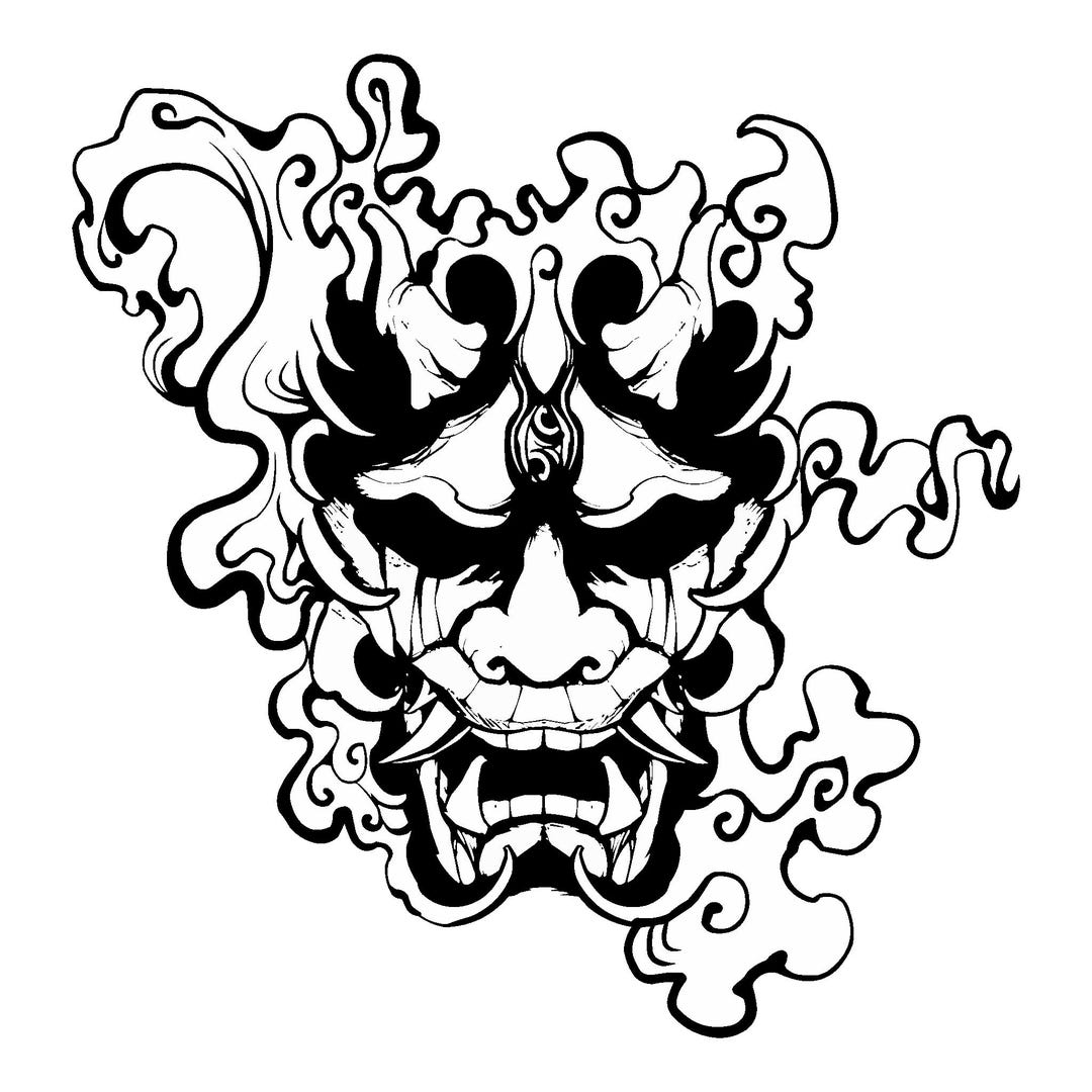 Steezyink Semi-permanent Tattoo Smoked Oni Mask Last Upto 2 Weeks 6.5 X ...