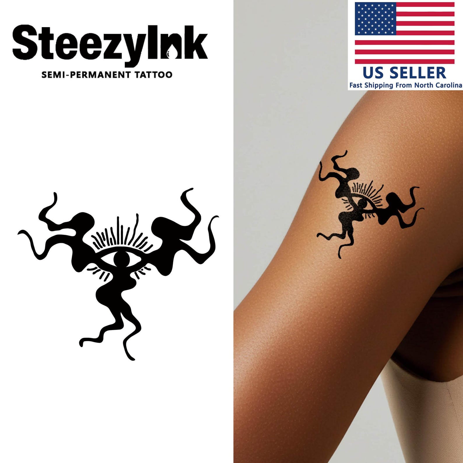 Steezyink Semi-permanent Tattoo Psyche's Sight Last Upto 2 Weeks 3 X 3 ...