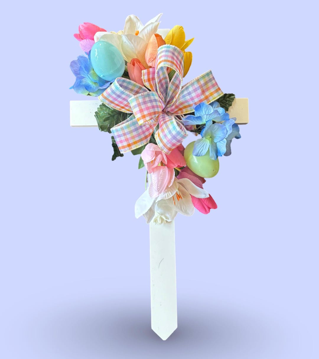 Easter Cemetery Cross - Colorful Spring Cross - Happy Easter Cemetery ...