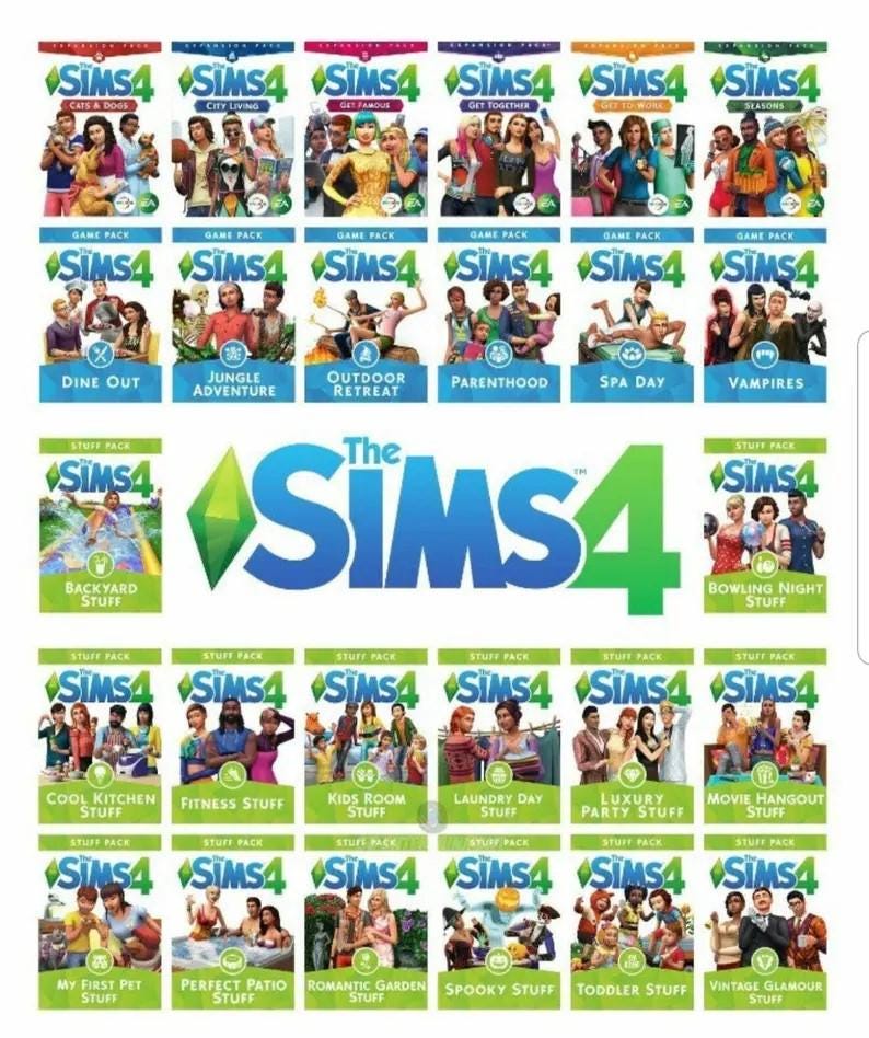 The Sims 4 Complete 84 DLC Bundle 2024 Expansions, Kits, and Stuff ...