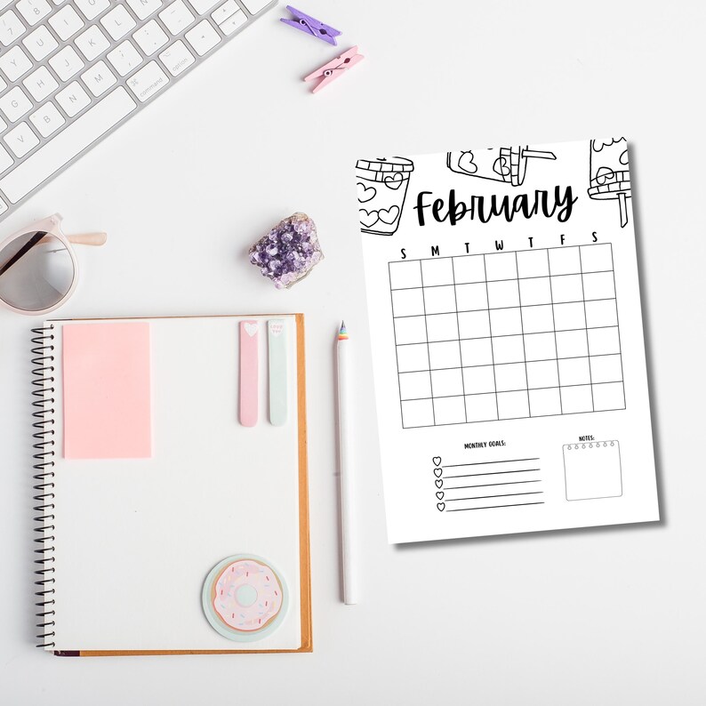 Valentine February Calendar Printable | Cozy Love-themed Monthly ...