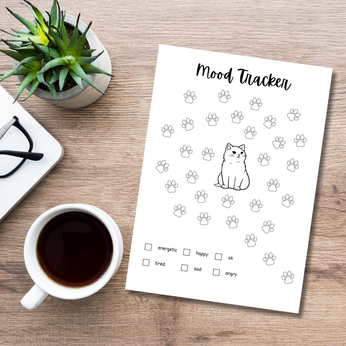 Cat Mood Tracker Printable Journal Page, Cat Bullet Journal Template ...