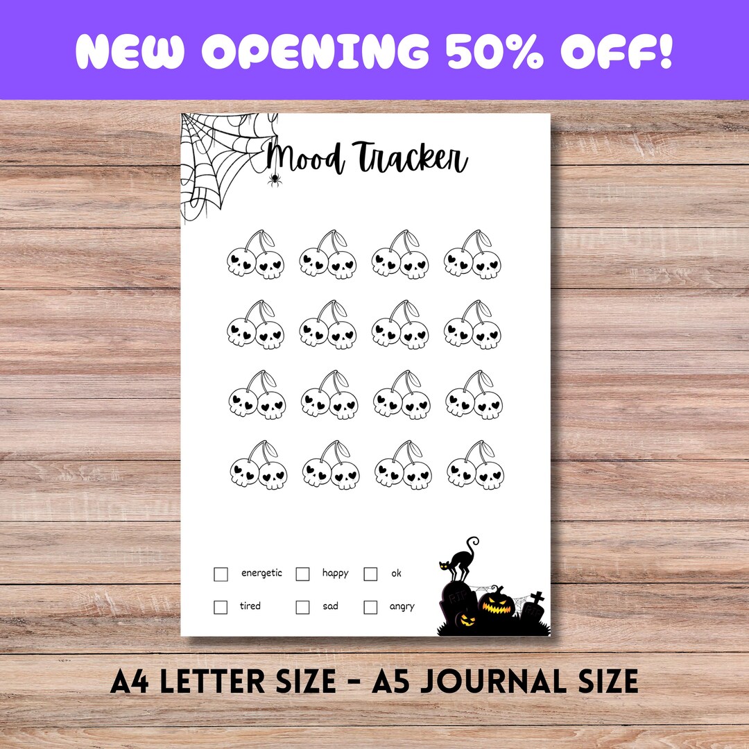 Skull Halloween Mood Tracker Printable: Spooky Journal (digital ...