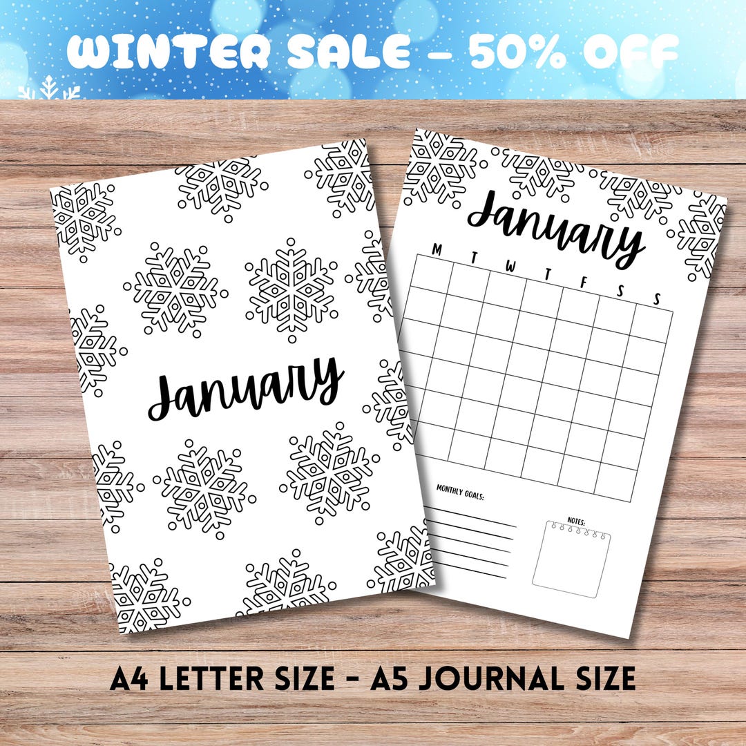 Cozy Winter Monthly Planner Bundle | Snowflake Calendar Pages A4 A5 - Etsy