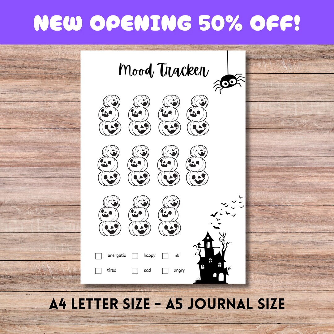 Pumpkin Halloween Mood Tracker Printable: Mood Journal (digital ...