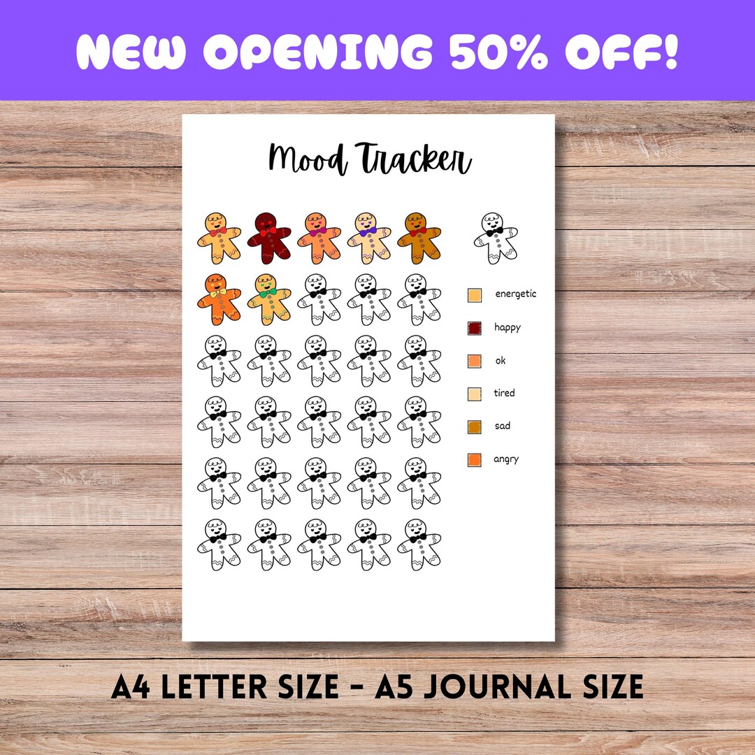Christmas Mood Tracker Printable | Cute Gingerbread Feelings Journal ...