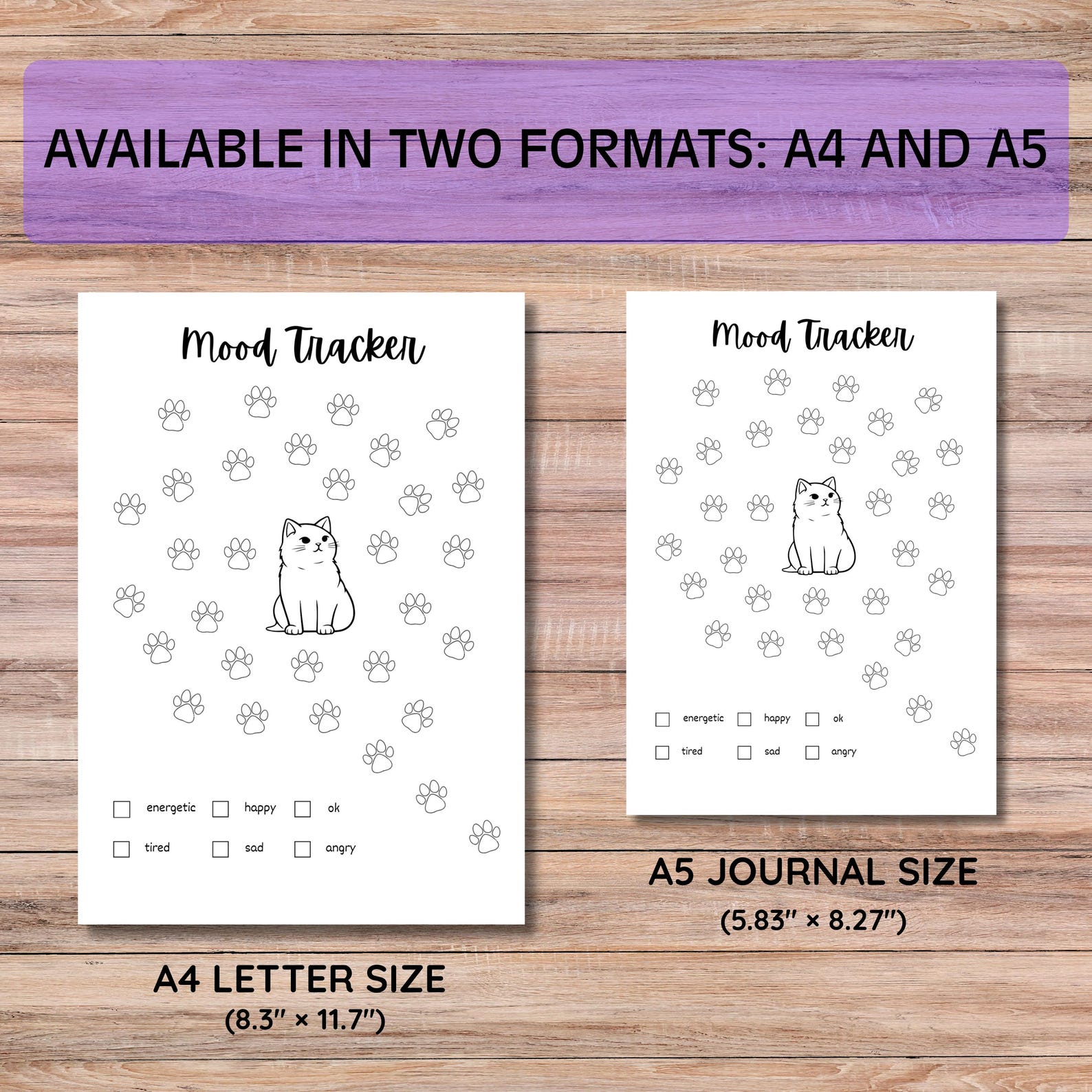 Cat Mood Tracker Printable Journal Page, Cat Bullet Journal Template ...