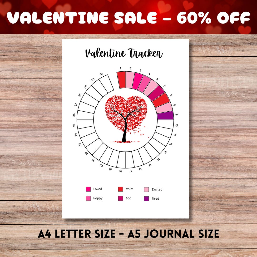 Valentine Tracker Printable | Love Mood Tracker for Self Care ...