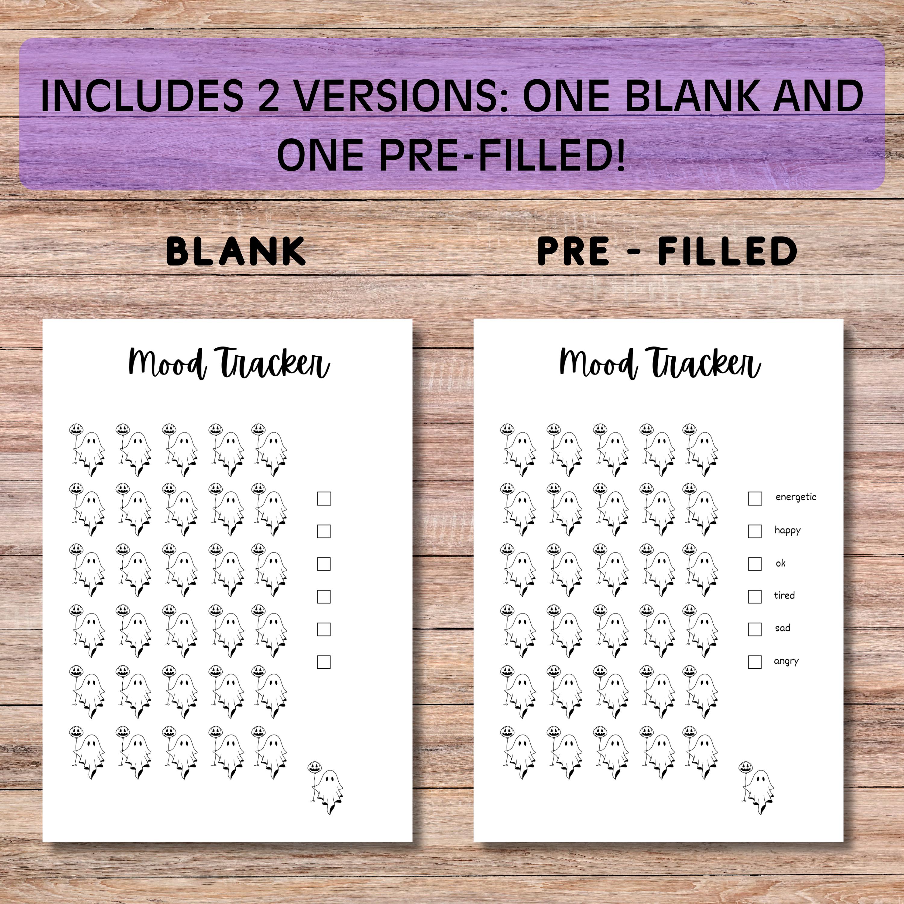 Ghost Mood Tracker Printable, Halloween Fall Self-care (PDF) - Etsy