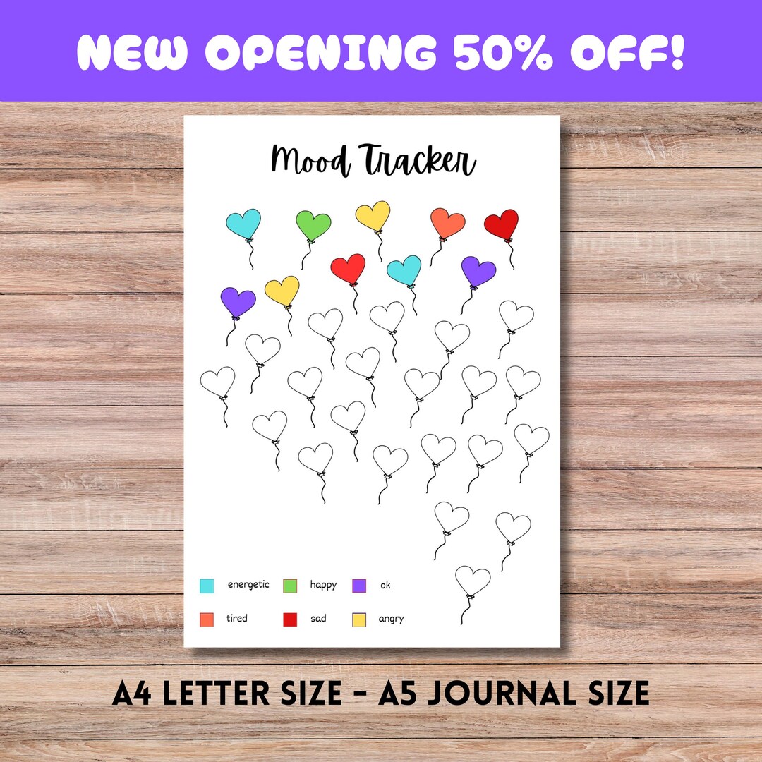 Heart Mood Tracker Printable, Daily Journal (PDF) - Etsy