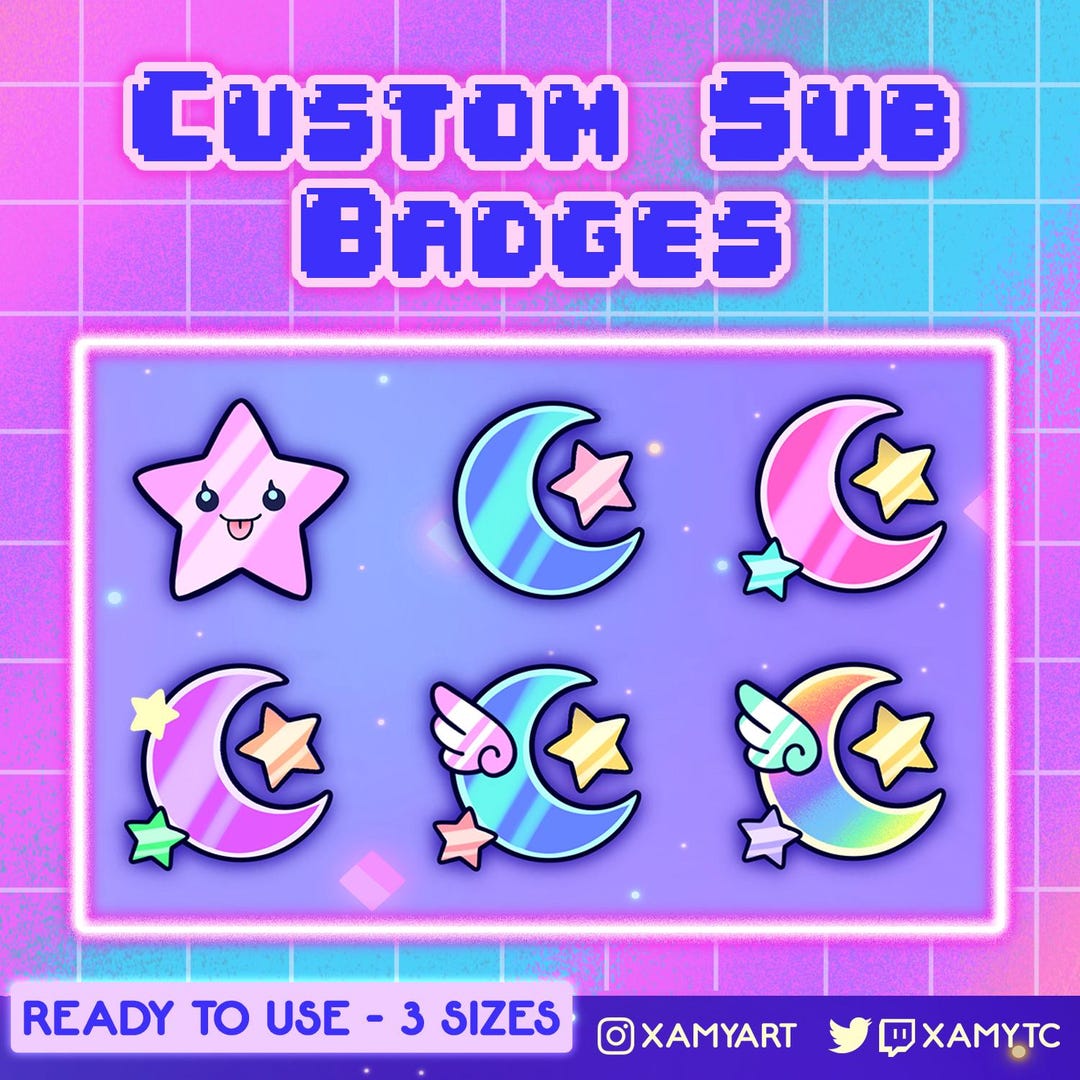Custom Sub Badges | Kawaii Sub Badges | Twitch Sub Badges | Twitch Bit ...