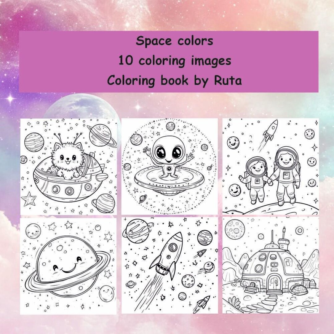 Easy Coloring, Space Cosmic, Planet, Astronaut, Alien, Galactic, Easy ...
