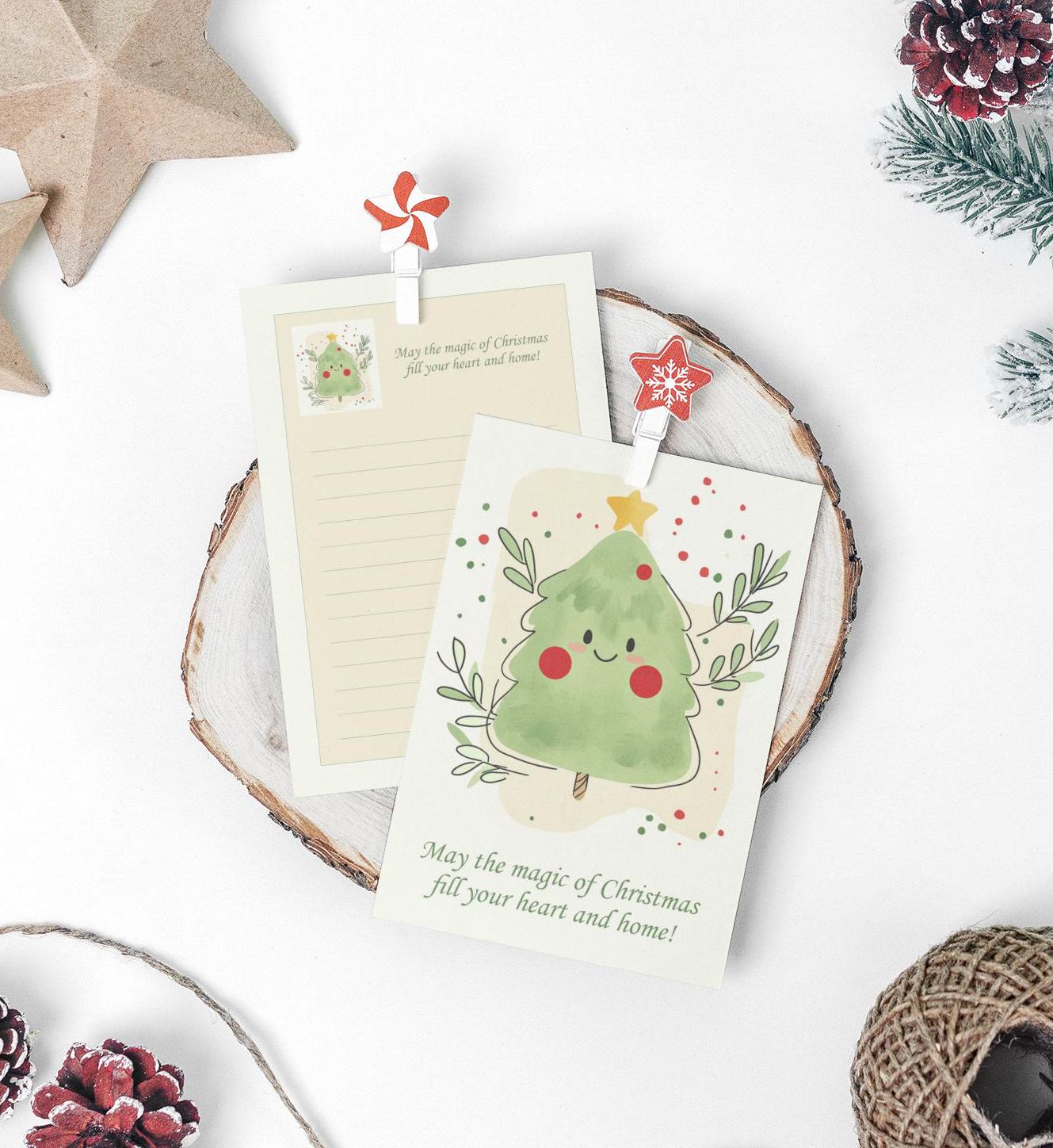 Printable Christmas Cards: Festive Holiday Greetings, Set of 5 (digital ...