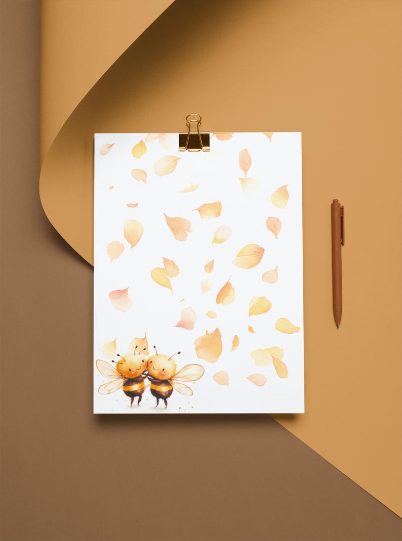 A4 Lined Paper Printable Writing Paper Bees Letter Writing Printable ...