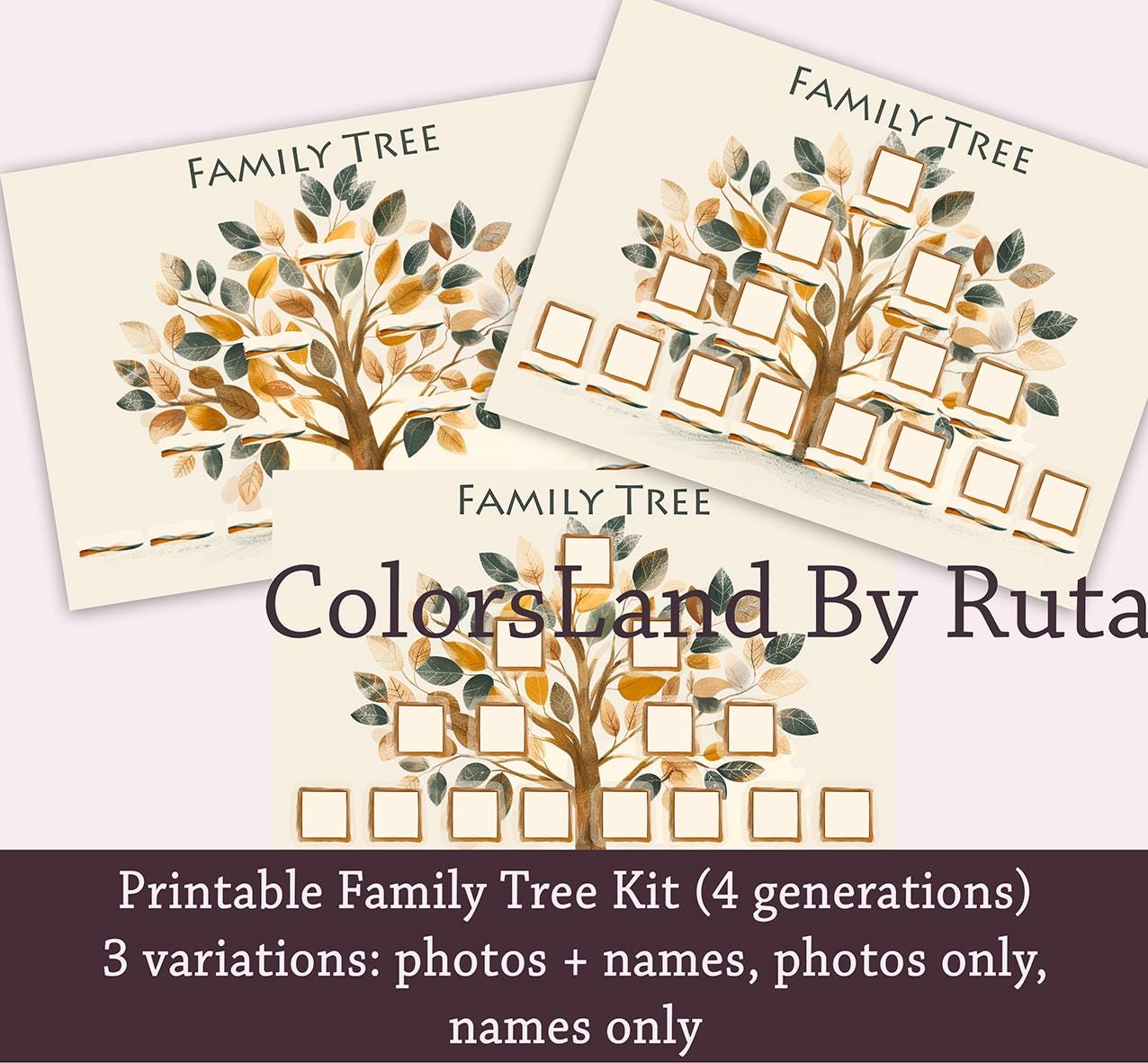 Printable Family Tree Kit DIY Genealogy Template Family Tree Print ...