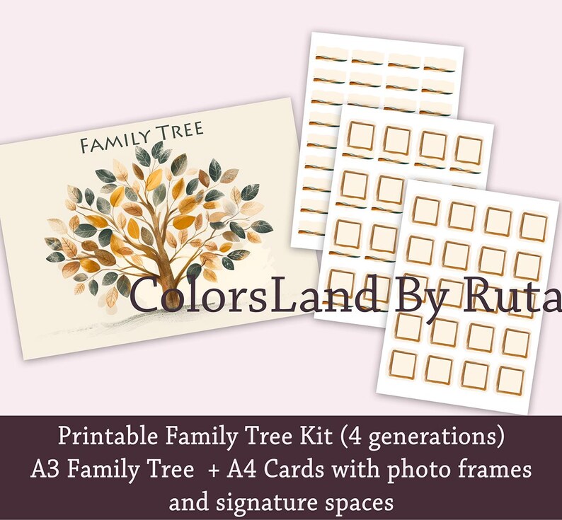 Printable Family Tree Kit: DIY Genealogy Template (A3 & A4) (digital Download) - Etsy