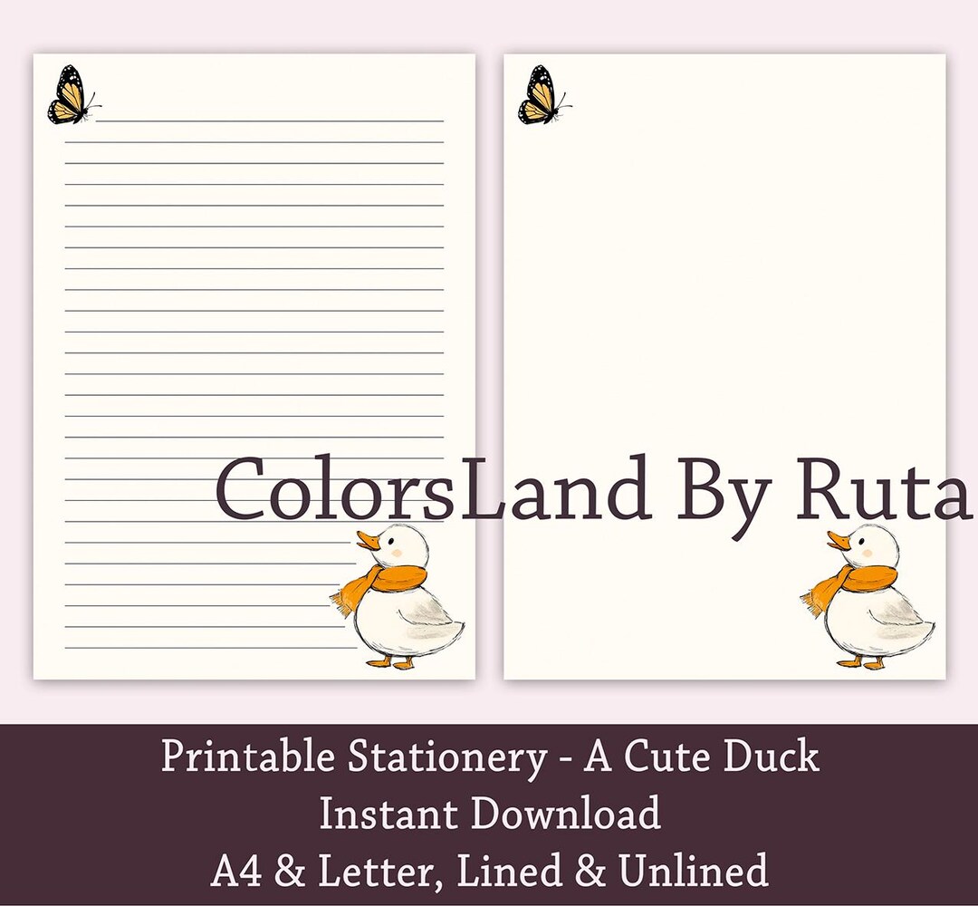 Cute Duck Stationery Paper Printable Yellow Writing Paper Stationery A4 ...