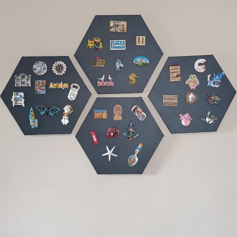 Black Magnet Display Board | Hexagon Metal Magnet Board | Wall Mounted ...