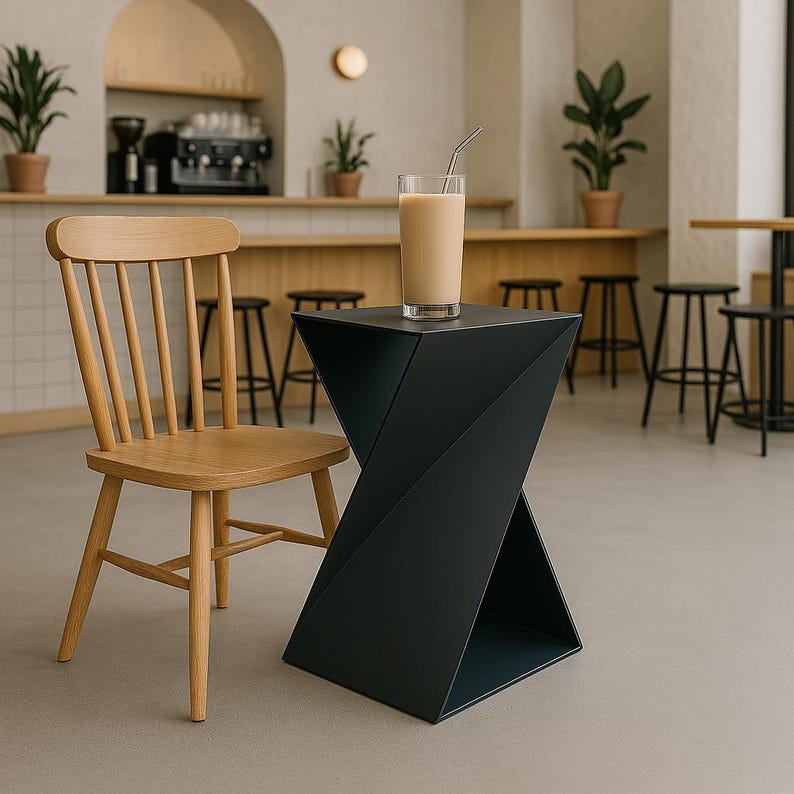 Modern Metal Side Table | Black Geometric Accent Table | Minimalist ...