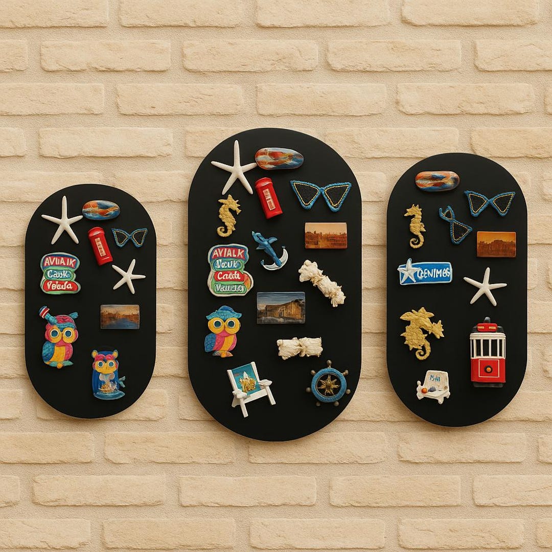 3D Metal Magnet Display Board, Oval Travel Magnet Holder, Modern Wall ...