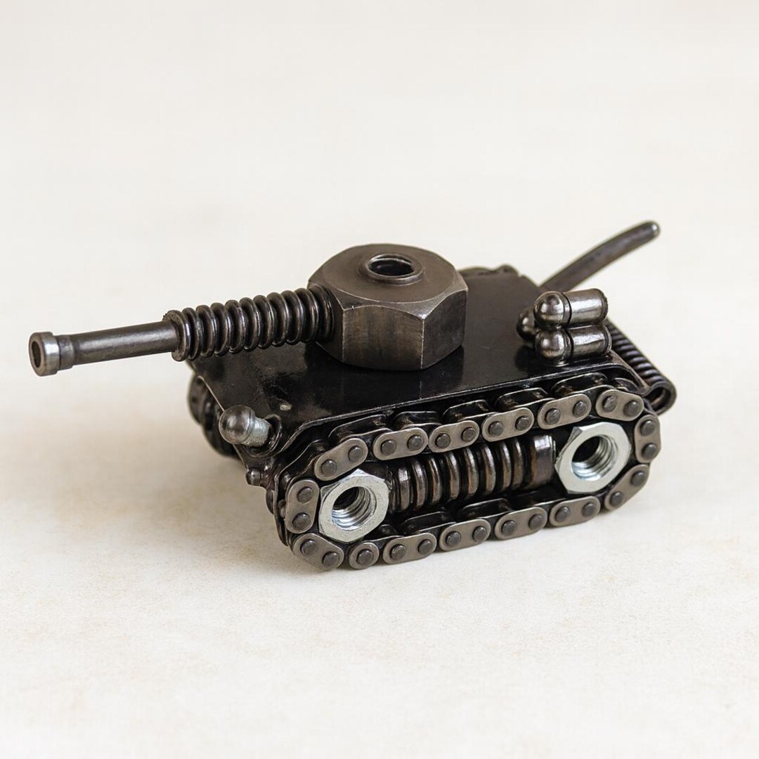 Handmade Metal Tank Sculpture, Industrial Army Decor, Steampunk Desk ...