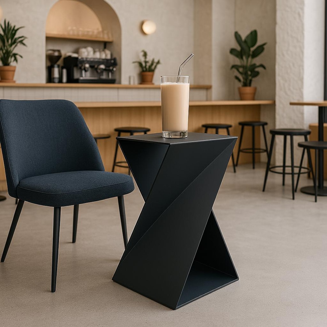 Modern Metal Side Table | Black Geometric Accent Table | Minimalist ...