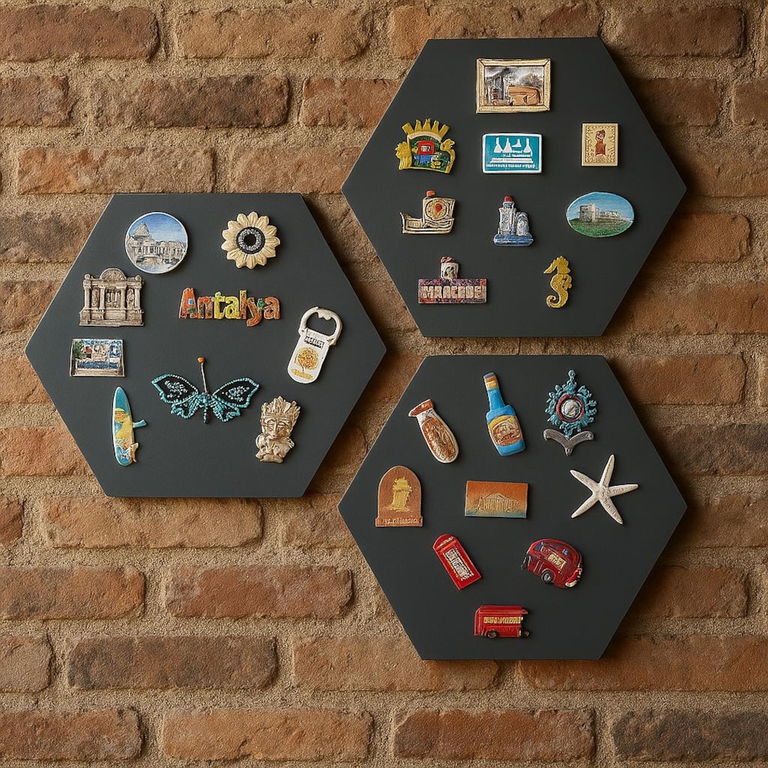 Black Magnet Display Board | Hexagon Metal Magnet Board | Wall Mounted ...
