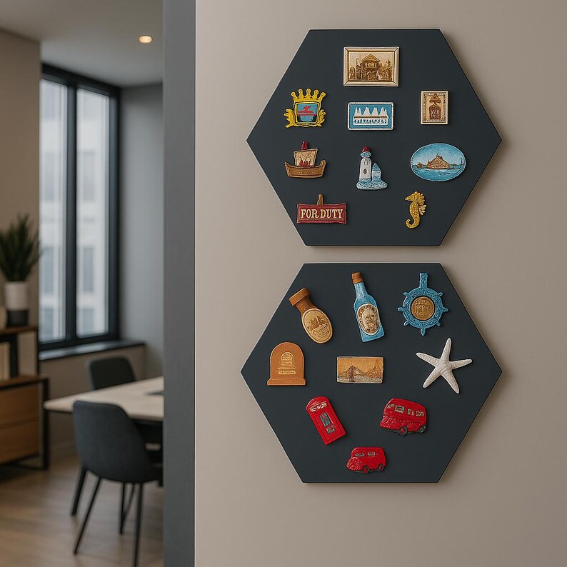 Black Magnet Display Board | Hexagon Metal Magnet Board | Wall Mounted ...