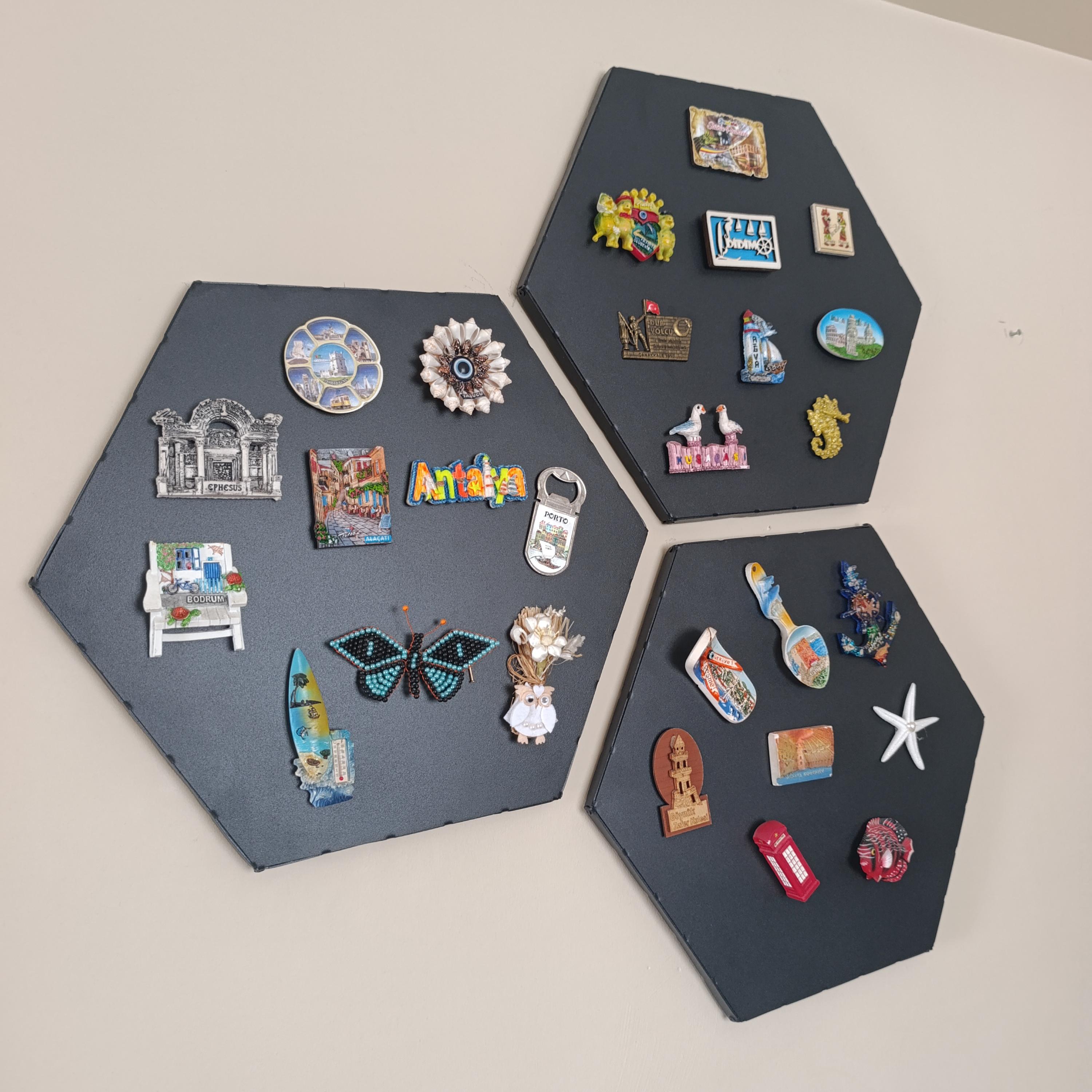 Black Magnet Display Board | Hexagon Metal Magnet Board | Wall Mounted ...