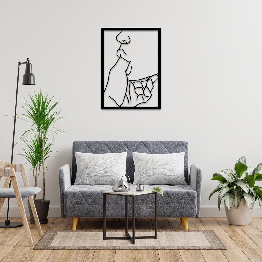 Geometric Lips Metal Wall Art | Minimalist Line Sculpture | Modern ...