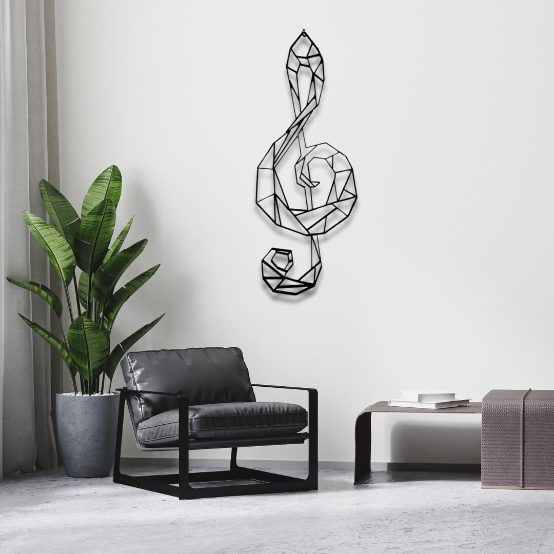 Treble Clef Metal Wall Art | Minimalist Line Art Sculpture | Modern ...